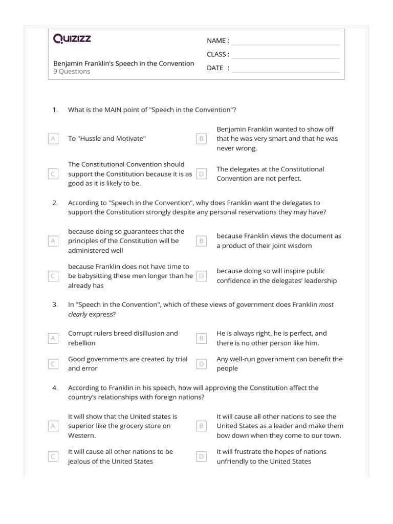 Franklin's Views on Government in Convention | PDF | Linguistics ...