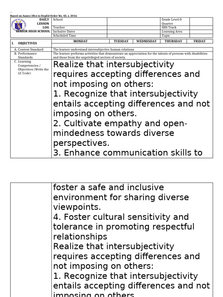 1 - SHS - DLL - Intro q2 Week3 | PDF | Learning | Teachers