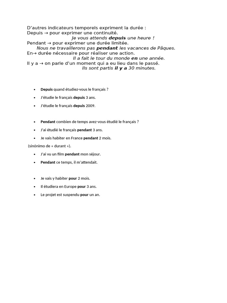 Indicateurs temporels en français | PDF