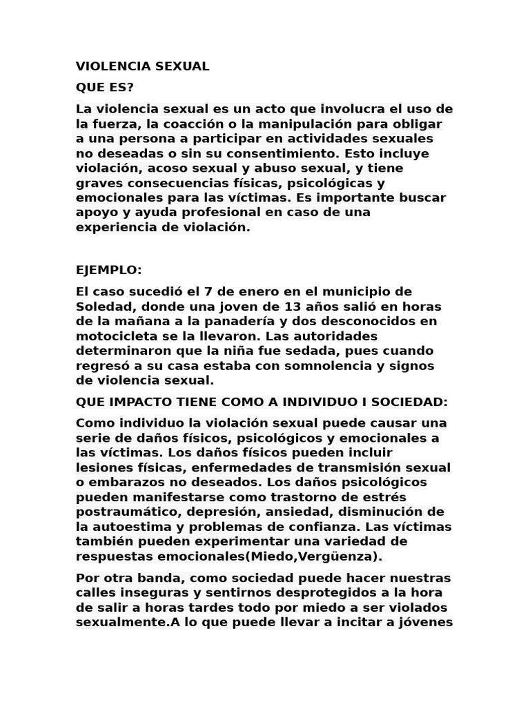 Violencia Sexual | PDF | Ciencias sociales | Estilo de vida