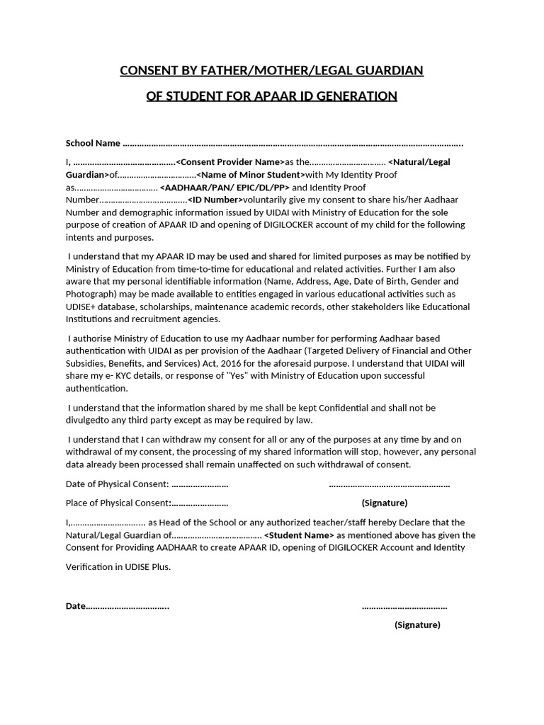 Parent Consent for Student ID Creation | PDF | Access Control | Justice