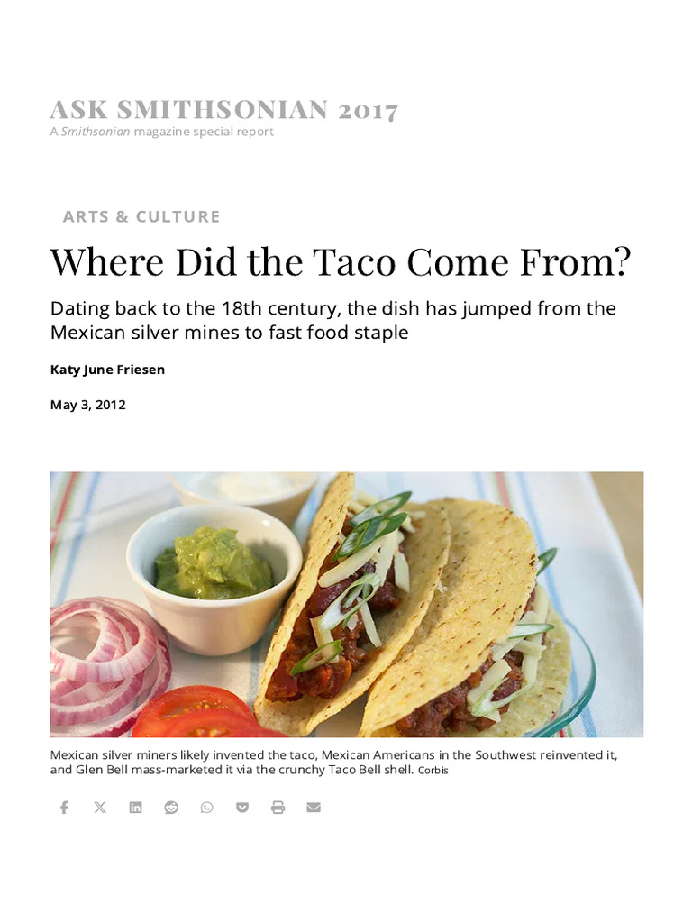 07 08 Where Did The Taco Come From - Smithsonian | PDF | Taco | Mexican ...