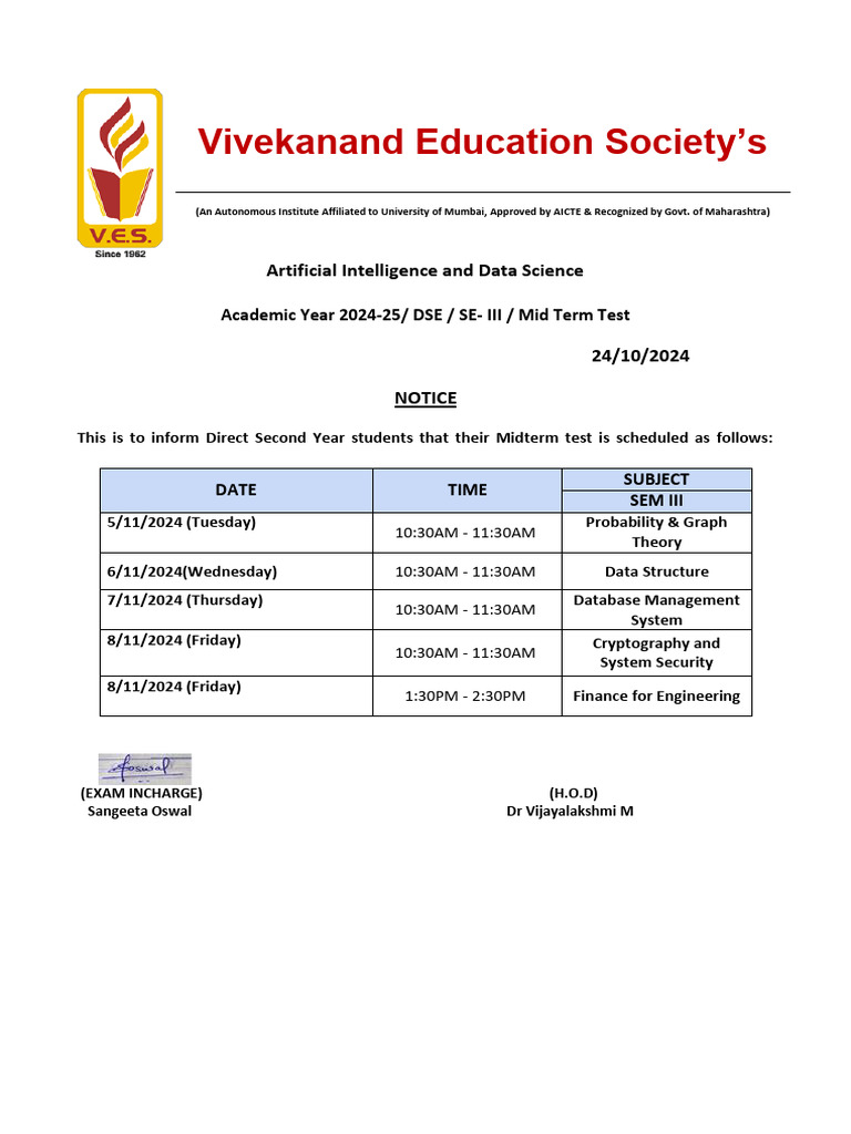 DSE - 2024-25 - SEM-III - Mid Term Test | PDF