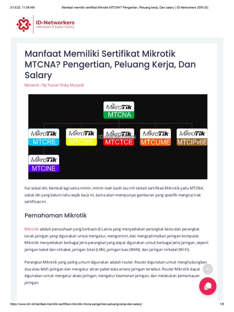 Manfaat Memiliki Sertifikat Mikrotik MTCNA - Pengertian, Peluang Kerja, Dan Salary - ID ...