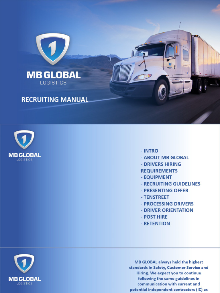 Recruiting Manual | PDF | Truck | Cargo