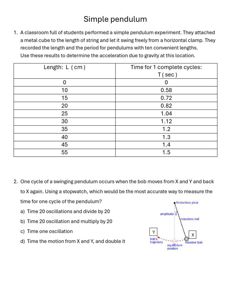 Simple Pendulum Experiment Analysis | PDF