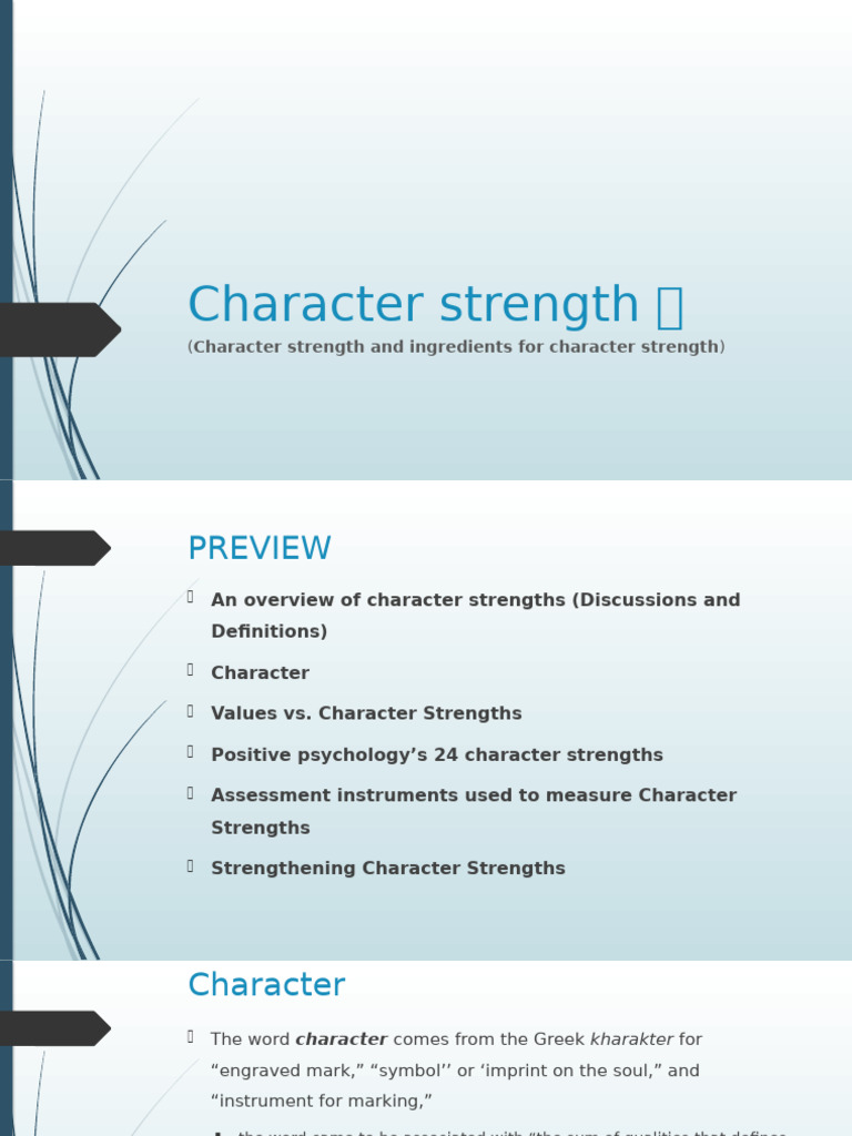 Character Strengths and Ingredients For Character Strengths - 3 | PDF ...