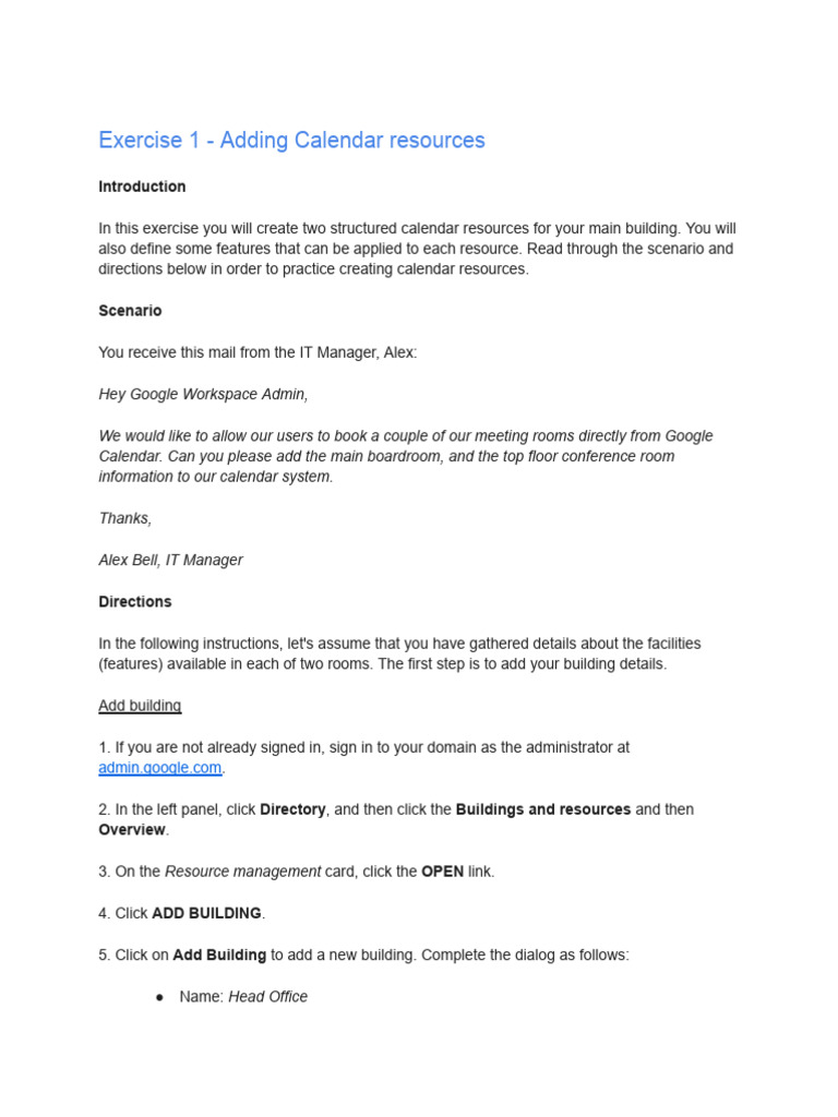 OZp6Pvx6S Q - BFakA11hsw - Exercise 1 - Adding Calendar Resources v1.3.3 | PDF | World Wide Web ...