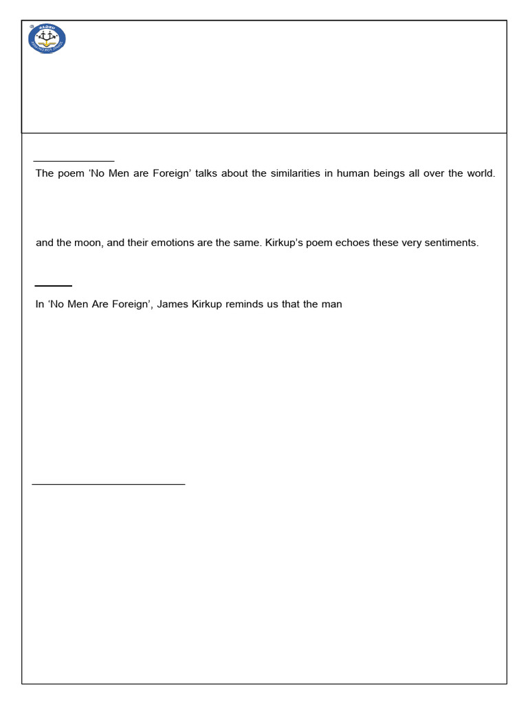 P 6 No Men Are Foreign CW. | PDF | Social Science | General Fiction