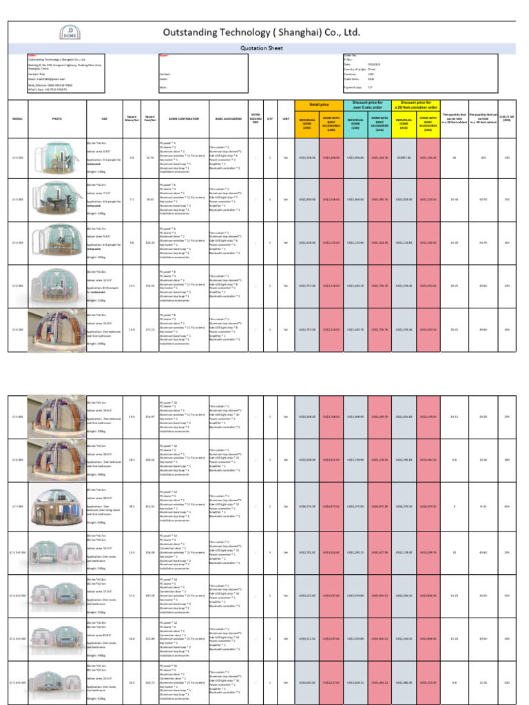 Quotation for Dome Structures by Outstanding Technology | PDF | Curtain ...