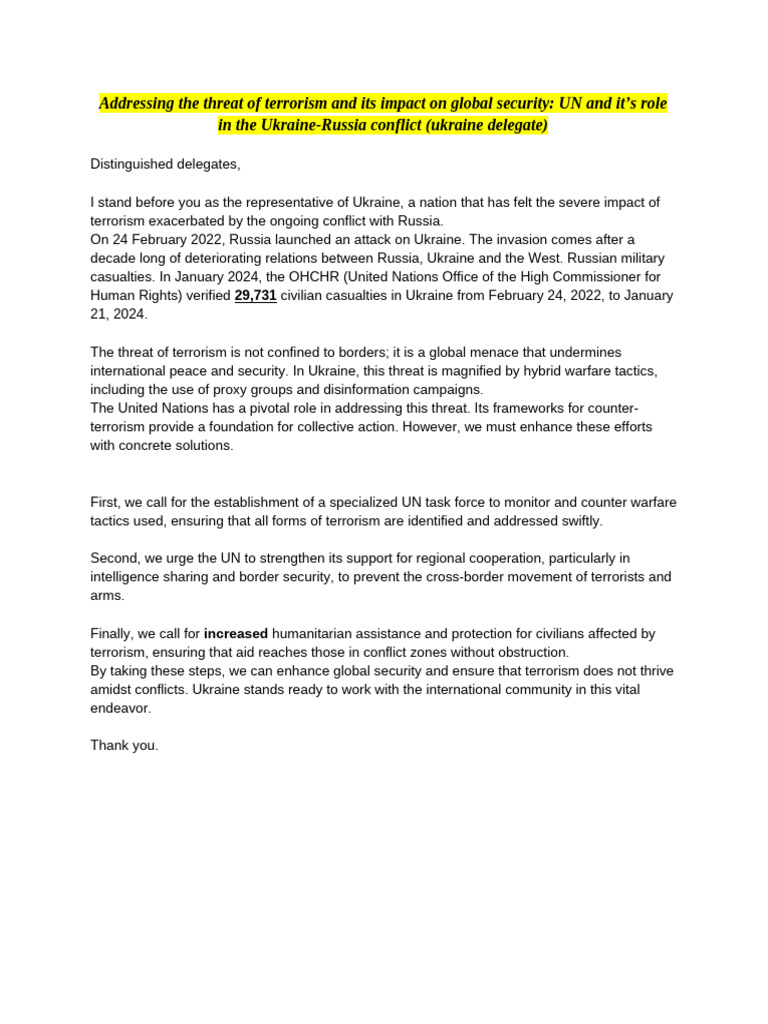 MUN- proposal for prelim | PDF