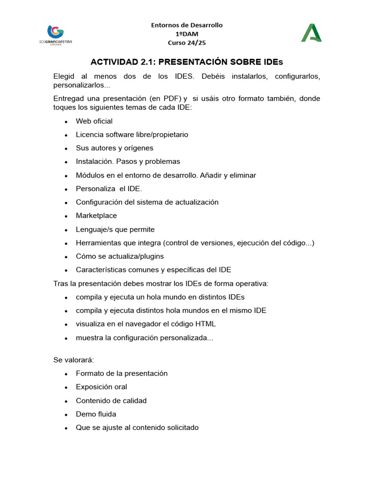 ED - ACTIVIDAD 2.1.presentación IDEs | PDF