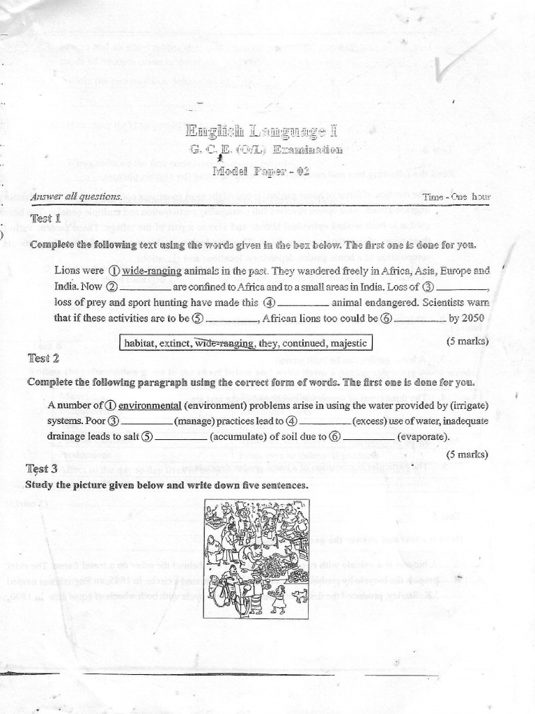 OL English Model Paper No. 2 | PDF