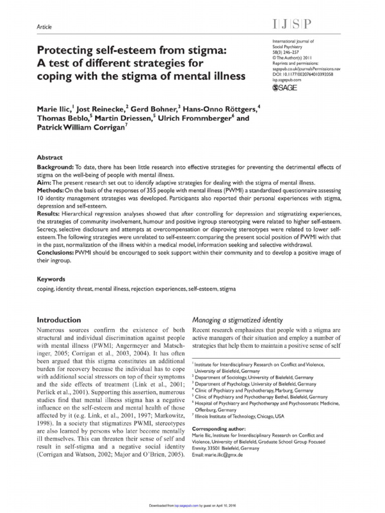 Protecting Self-Esteem From Stigma | PDF