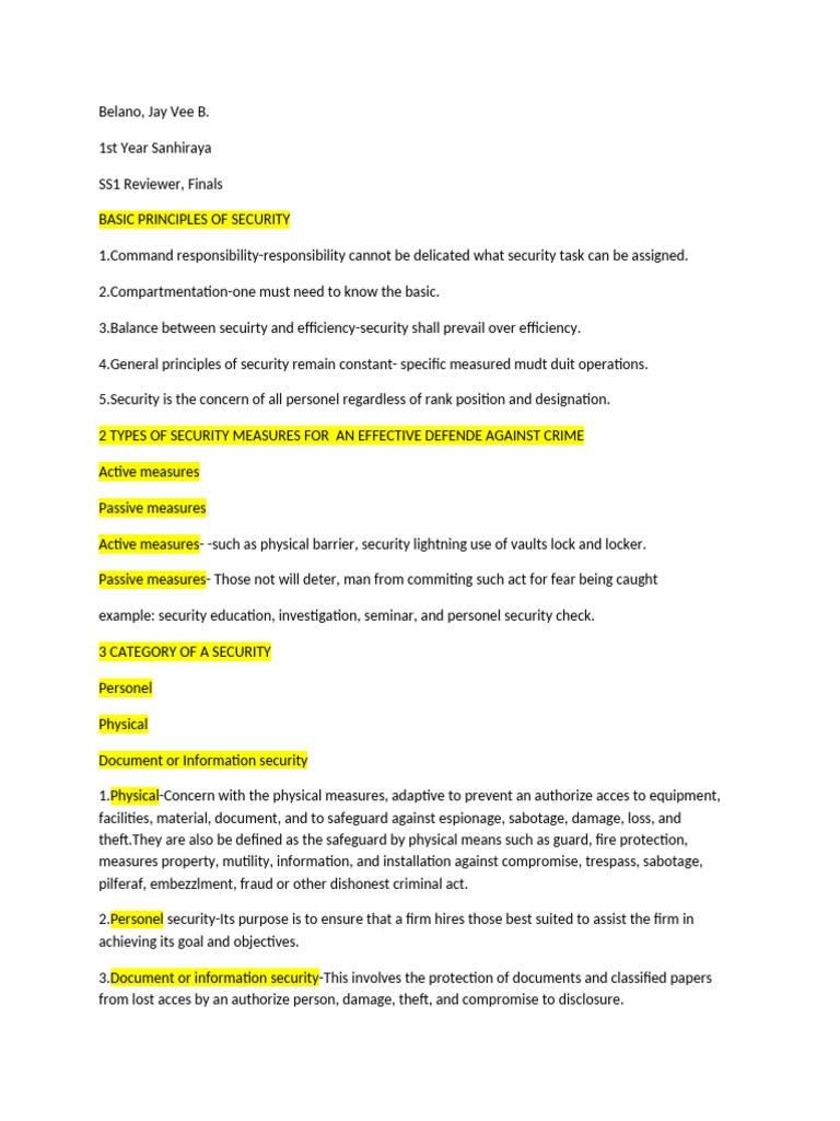 Basic Security Principles Guide | PDF | Lighting | Security Alarm