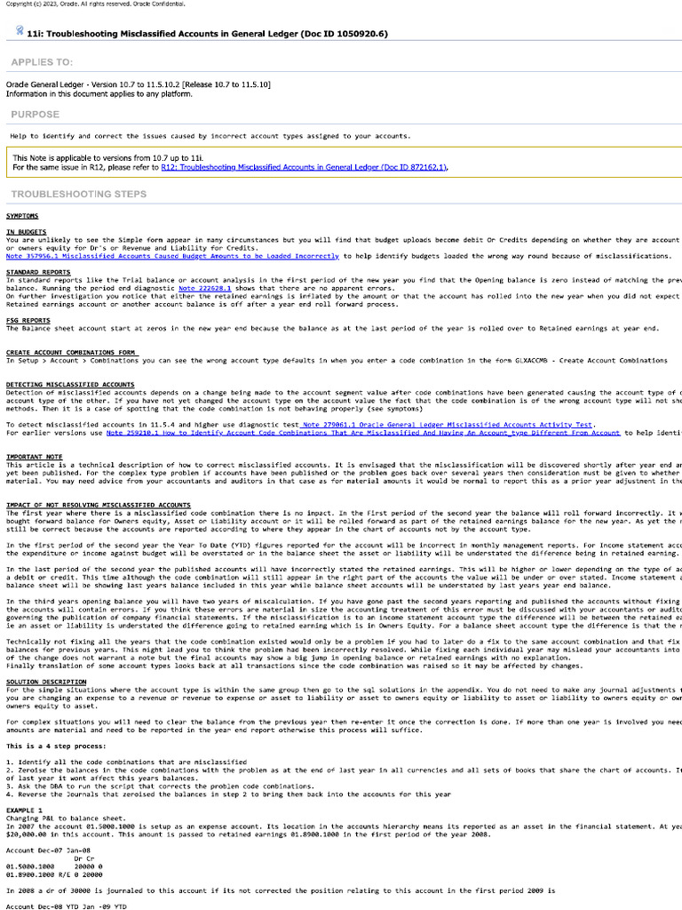 11i Troubleshooting Misclassified Accounts in General Ledger | PDF