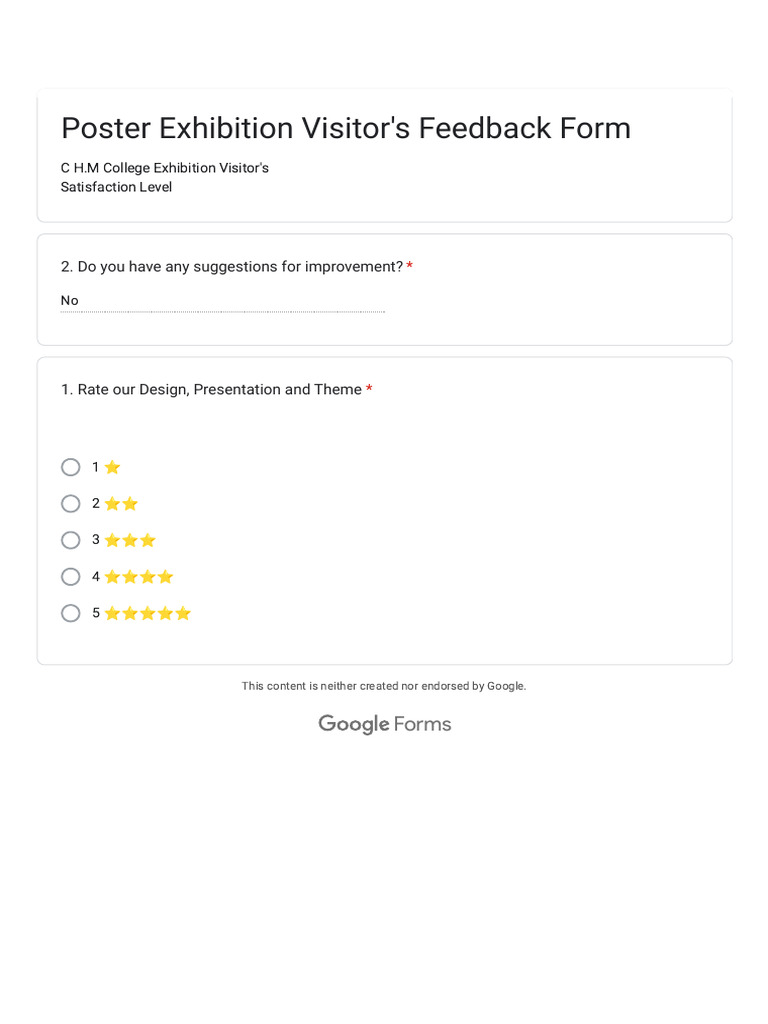 Poster Exhibition Visitor's Feedback Form | PDF | Feedback | Control Theory