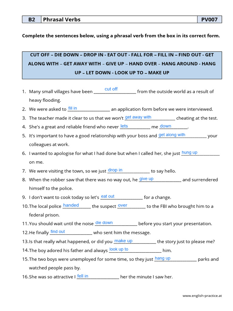 Multi-Word Verbs H.W | PDF