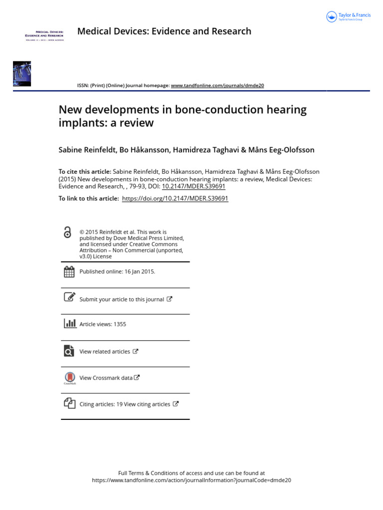 New Developments in Bone-Conduction Hearing Implants A Review | PDF | Auditory System | Otology