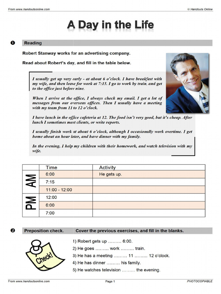 A Day in The Life - Reading | PDF