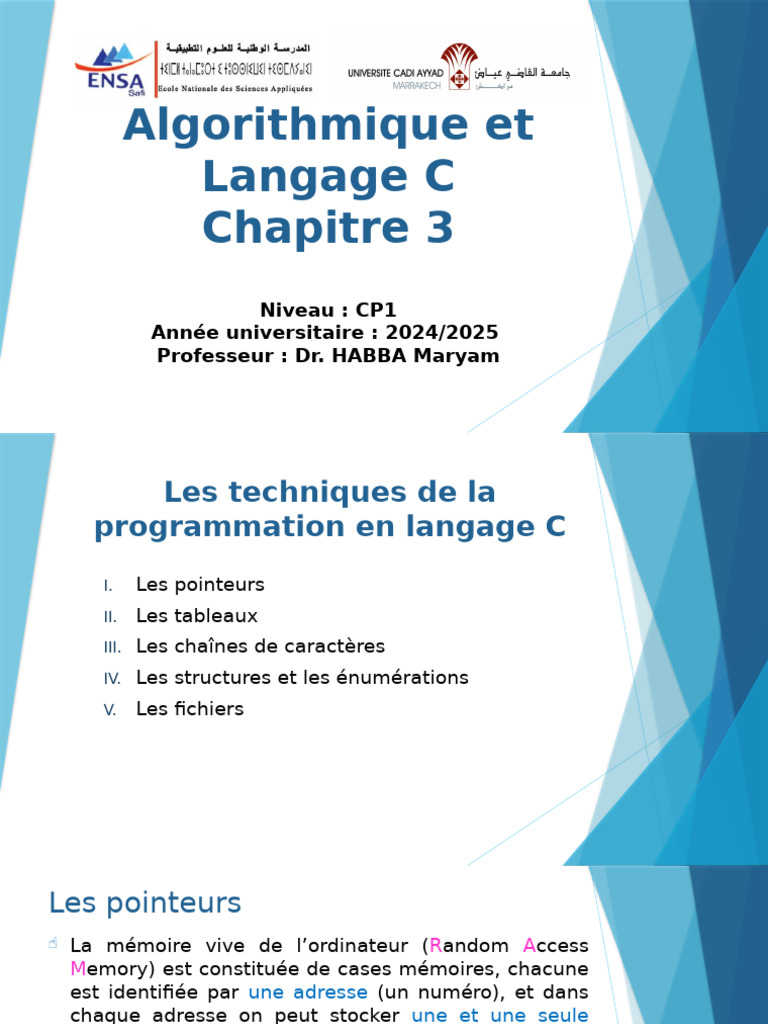 Chapitre 3 - Les techniques de la programmation en langage C - (1) | PDF | Pointeur ...