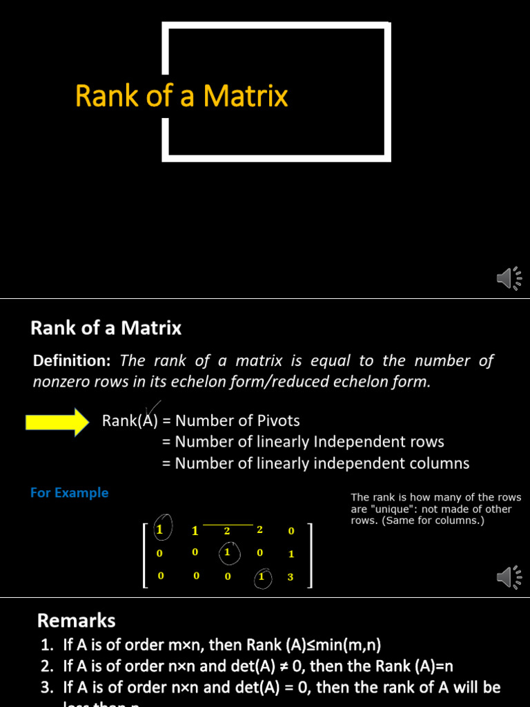 Rank of A Matrix | PDF