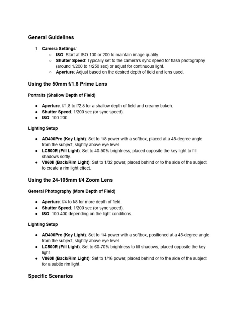 Camera General Setting | PDF | Portrait Photography | Aperture