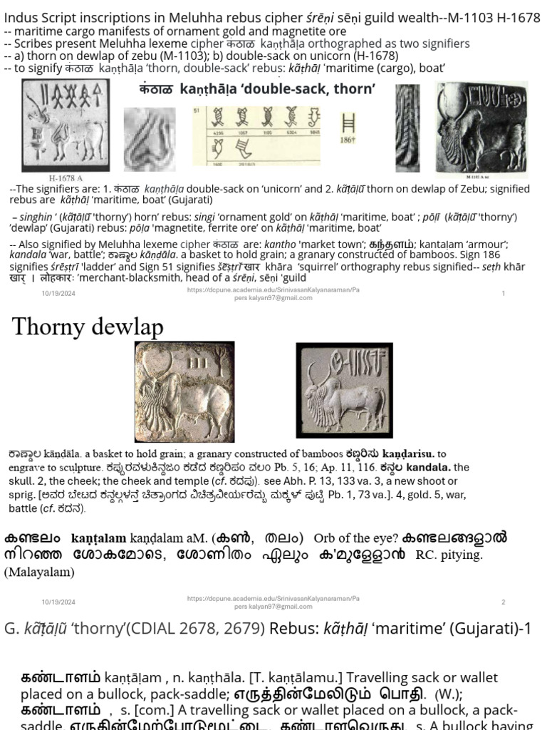 Indus Script Inscriptions in Meluhha Reb | PDF