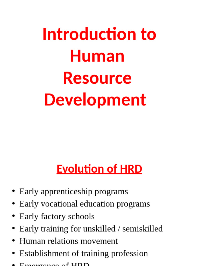 HRD 1b Introduction To Human Resource Development | PDF | Human ...