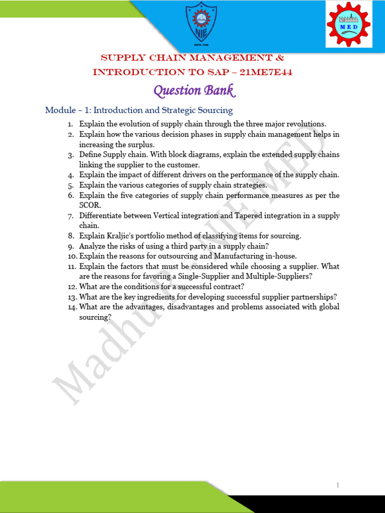 SCM-SAP Assignment Questions - M1 | PDF SCM-SAP Assignment Questions - M1 | PDF