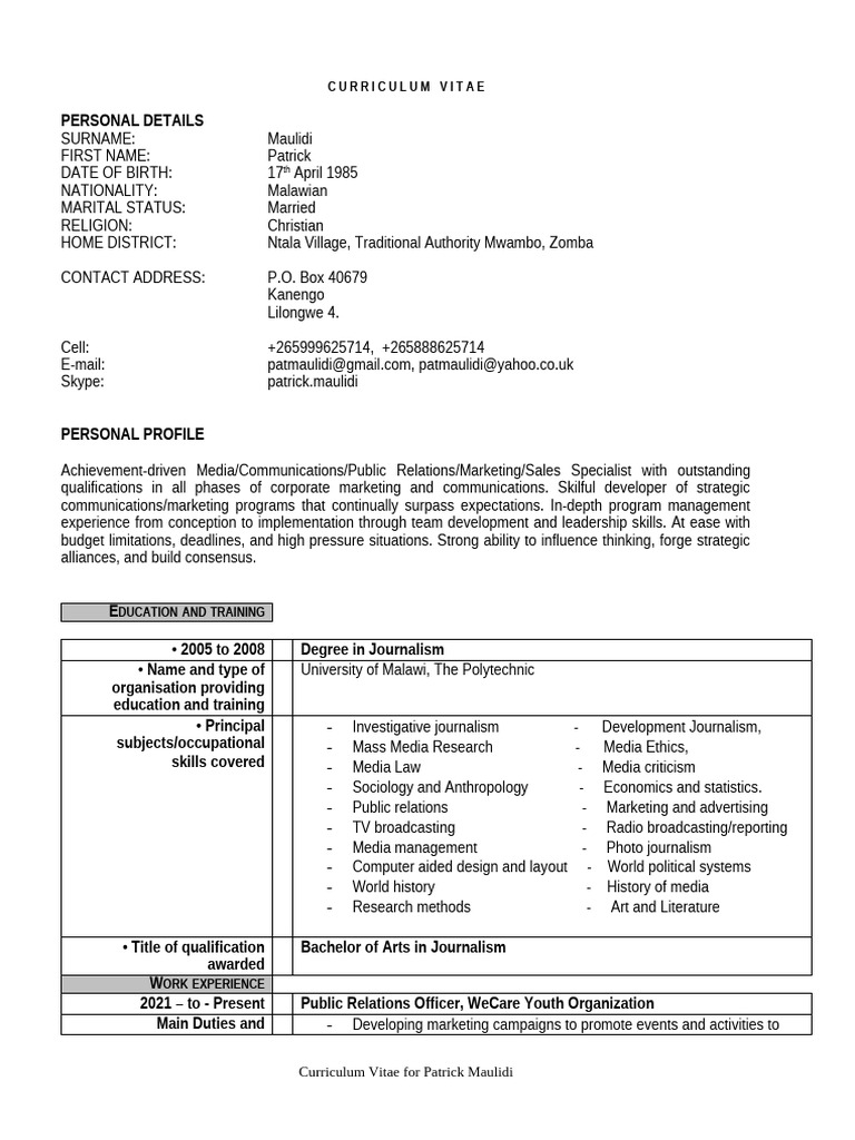 Curriculum Vitae Pat New | PDF | Non Governmental Organization | Public ...