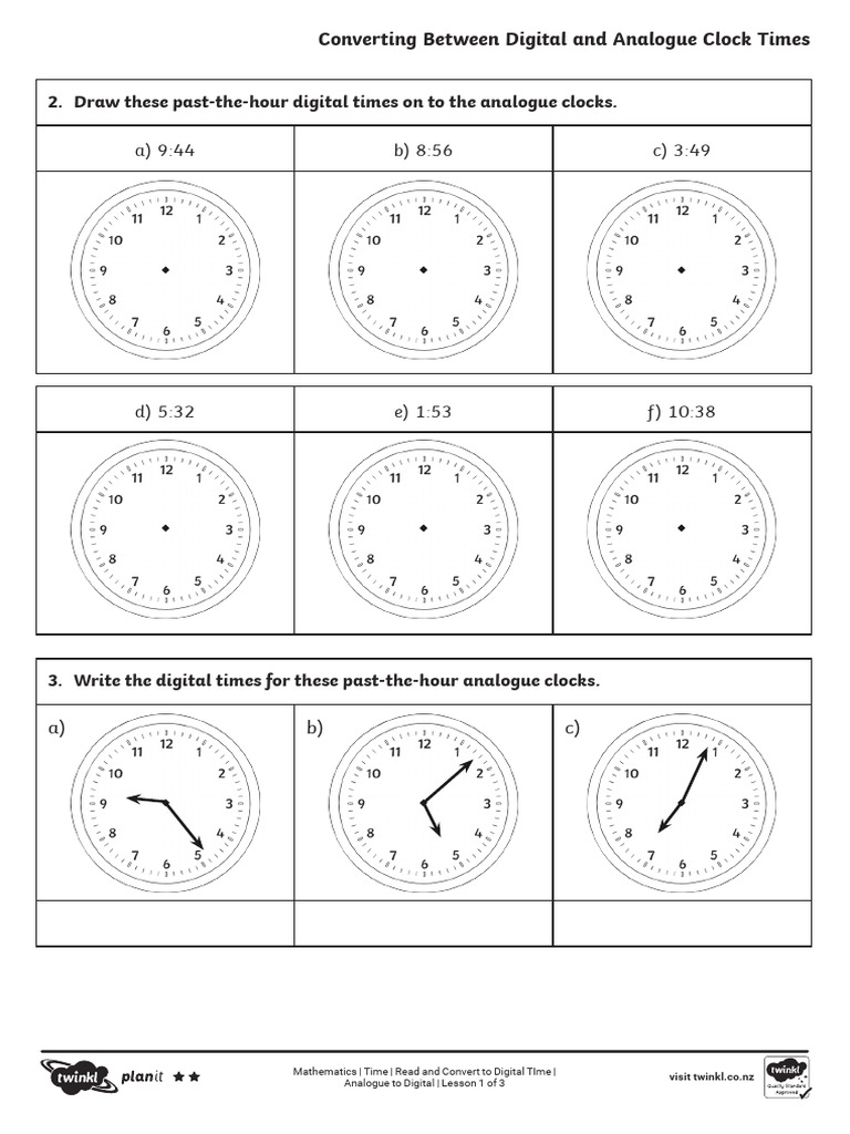 Convert Digital to Analogue Time | PDF