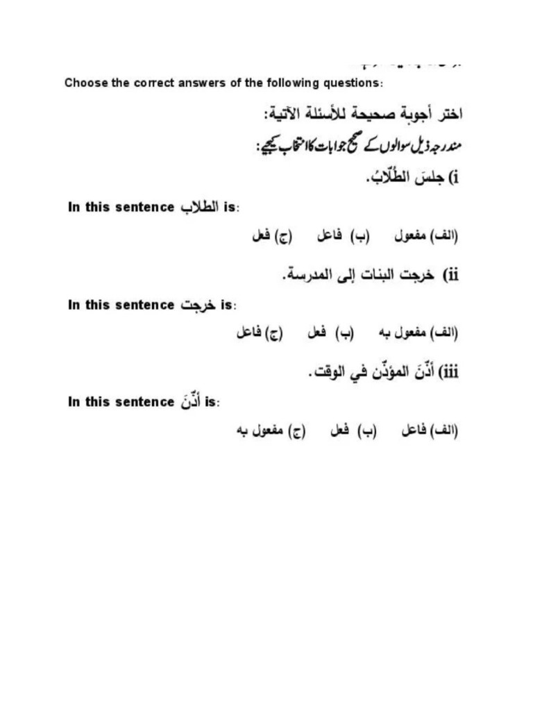 Arabic Grammar Exercises | PDF