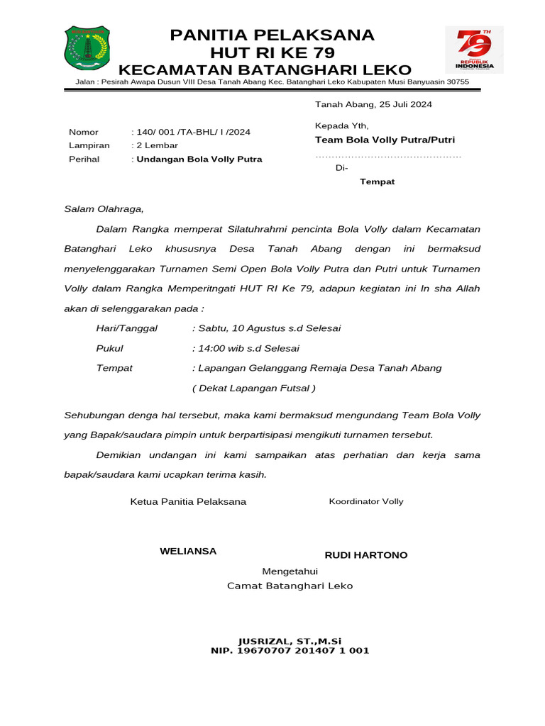 Undangan Volly | PDF | Olahraga & Rekreasi