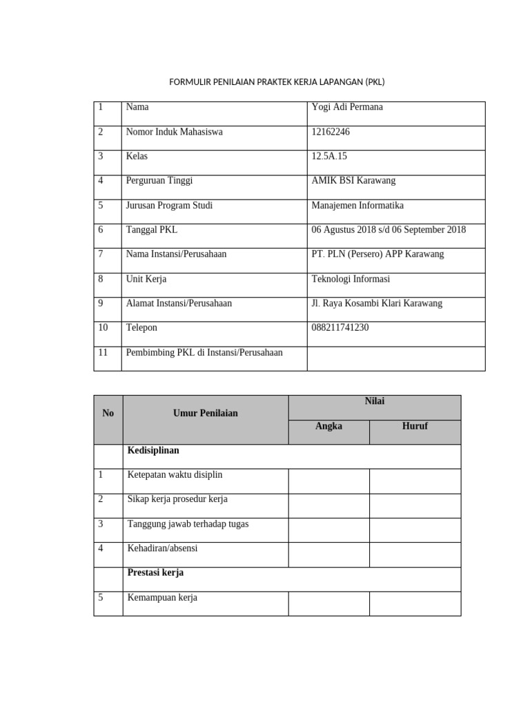 Format Penilaian | PDF | Karier & Perkembangan | Komputer