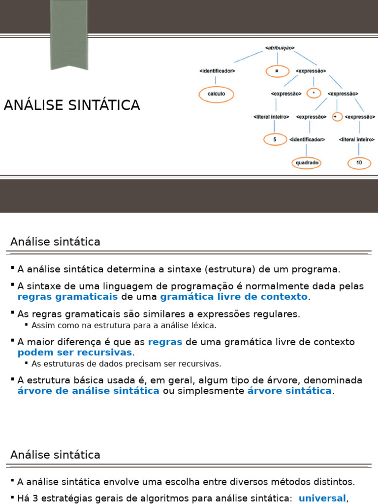 Compiladores - Parte 2 (Analise Sintatica - Metodo Descendente Recursivo) | PDF | Análise ...
