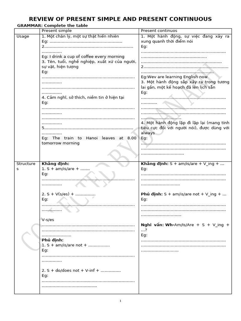 Present Simple and Continuous Review | PDF | Tuition Payments | Student ...
