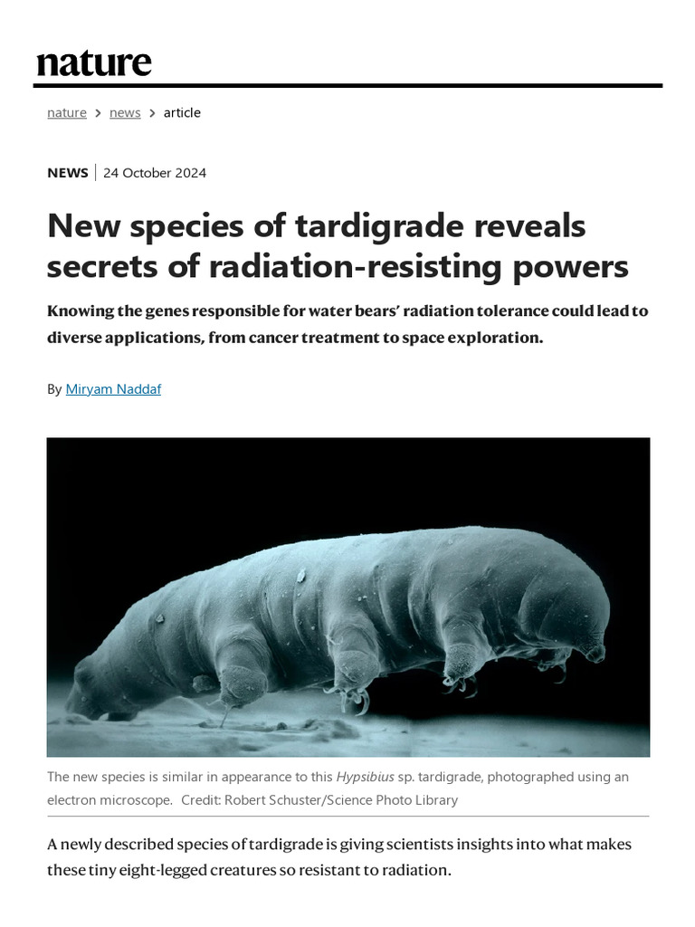 New Species of Tardigrade Reveals Secrets of Radiation-Resisting Powers ...