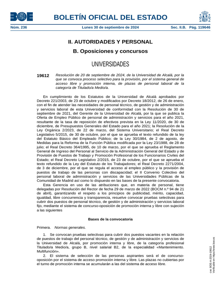 B2 MM Publicacion BOE 30.09.2024 | PDF | Gobierno