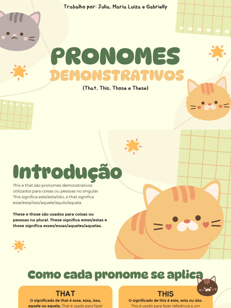 Pronomes Demonstrativos - 241021 - 075456 | PDF | Pronome | Plural