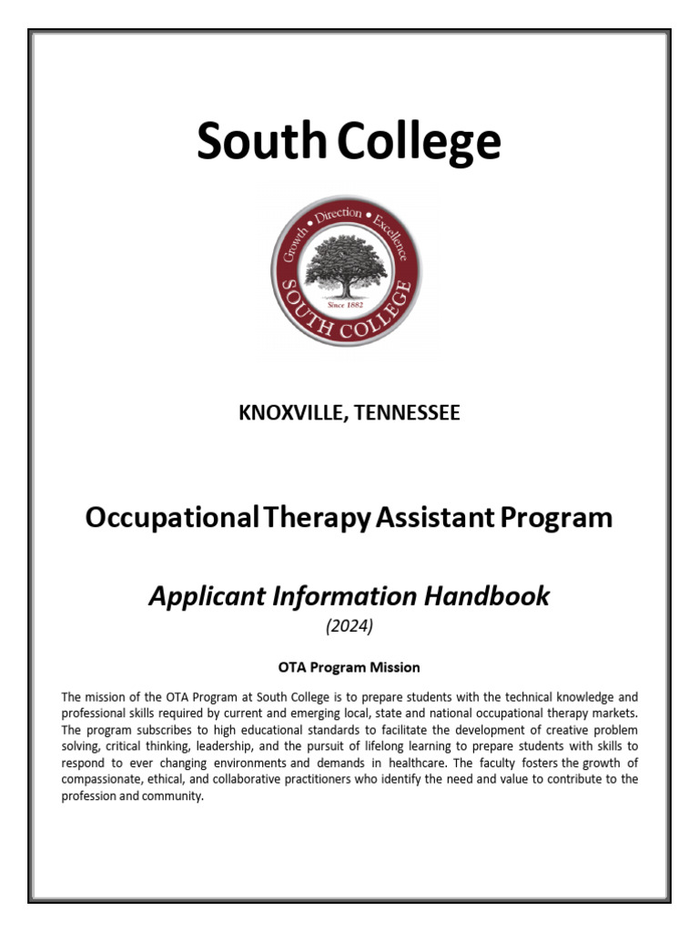 OTA Application Handbook | PDF | Occupational Therapy | University And ...