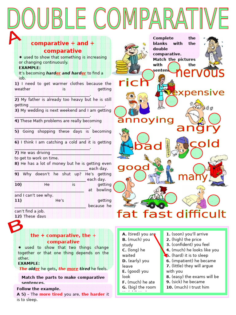 Double Comparatives Grammar Drills Information Gap Activities - 83067 | PDF