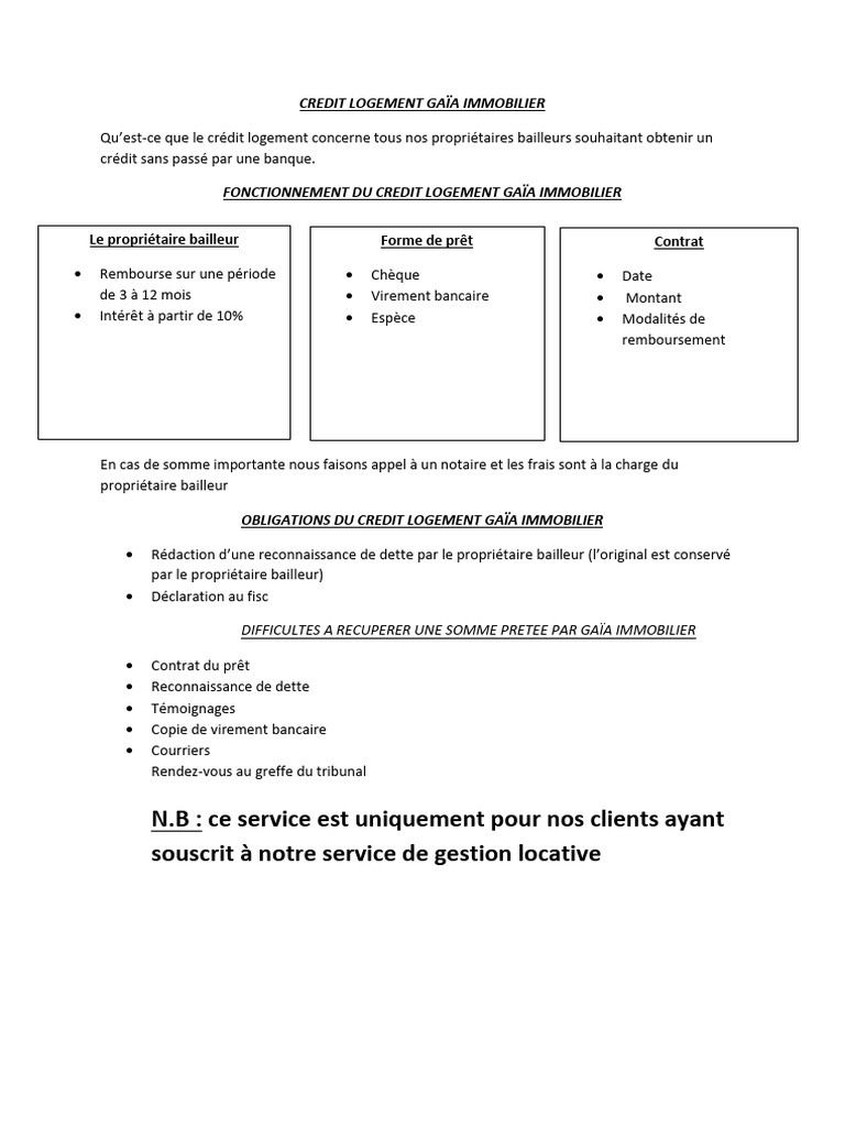 Credit Logement Gaïa Immobilier | PDF
