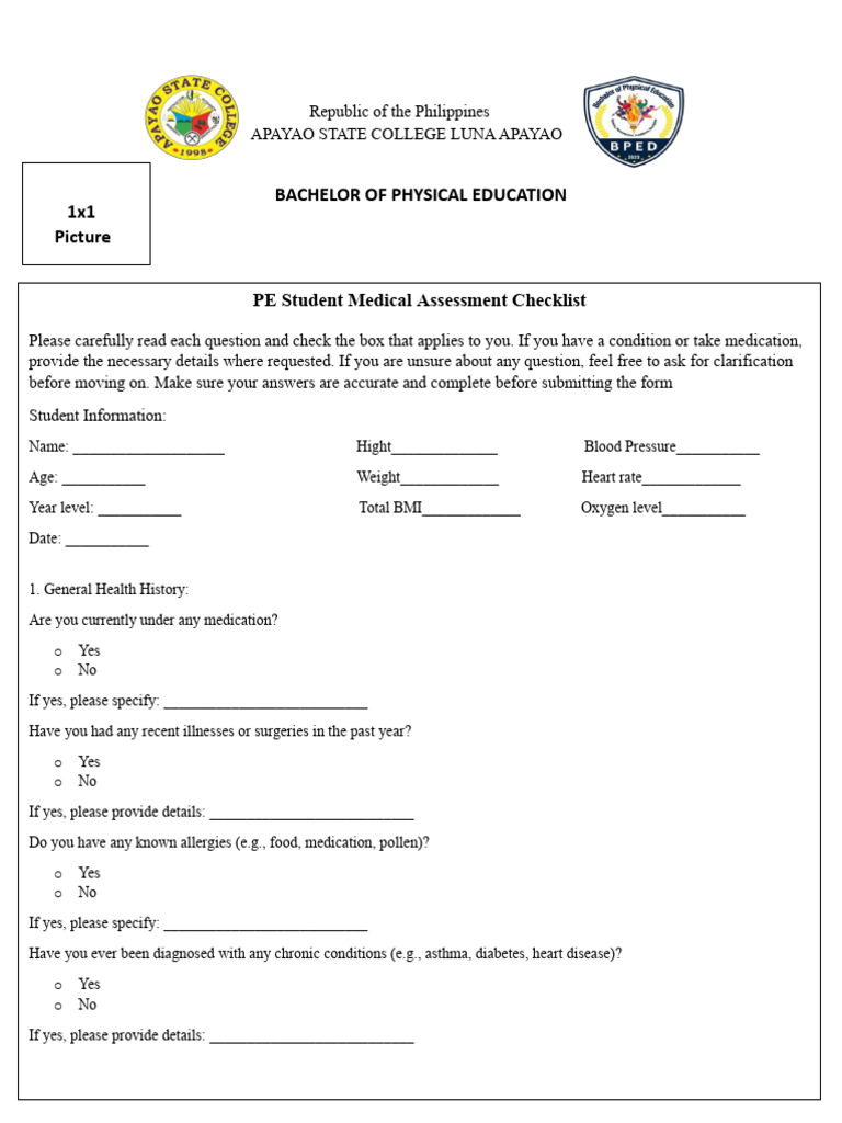 Pe Checklist Health | PDF | Chronic Condition | Respiratory Diseases