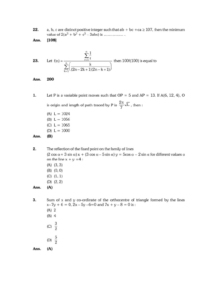 Questions Bank Coordinate Geometry 1 | PDF