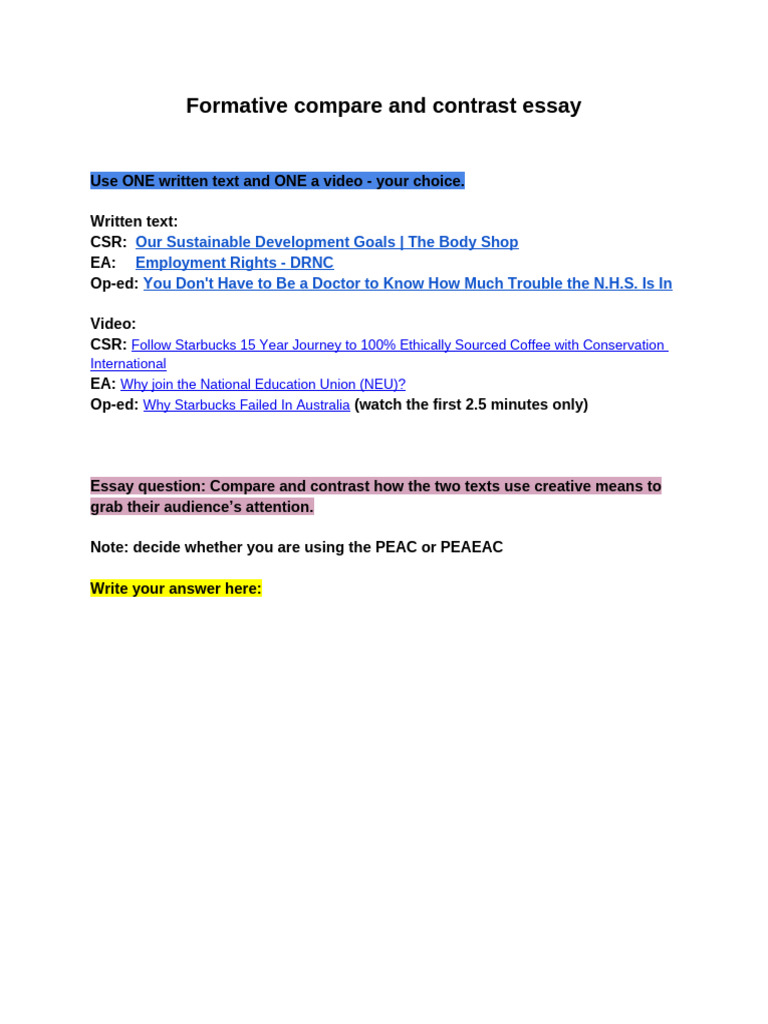Formative Compare and Contrast Essay | PDF