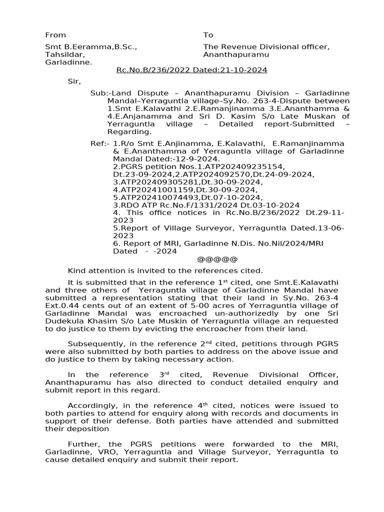 Yerraguntla Land Dispute1 | PDF