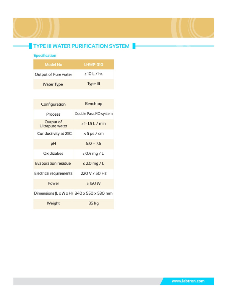 Type 3 Water System LHWP-B10 | PDF