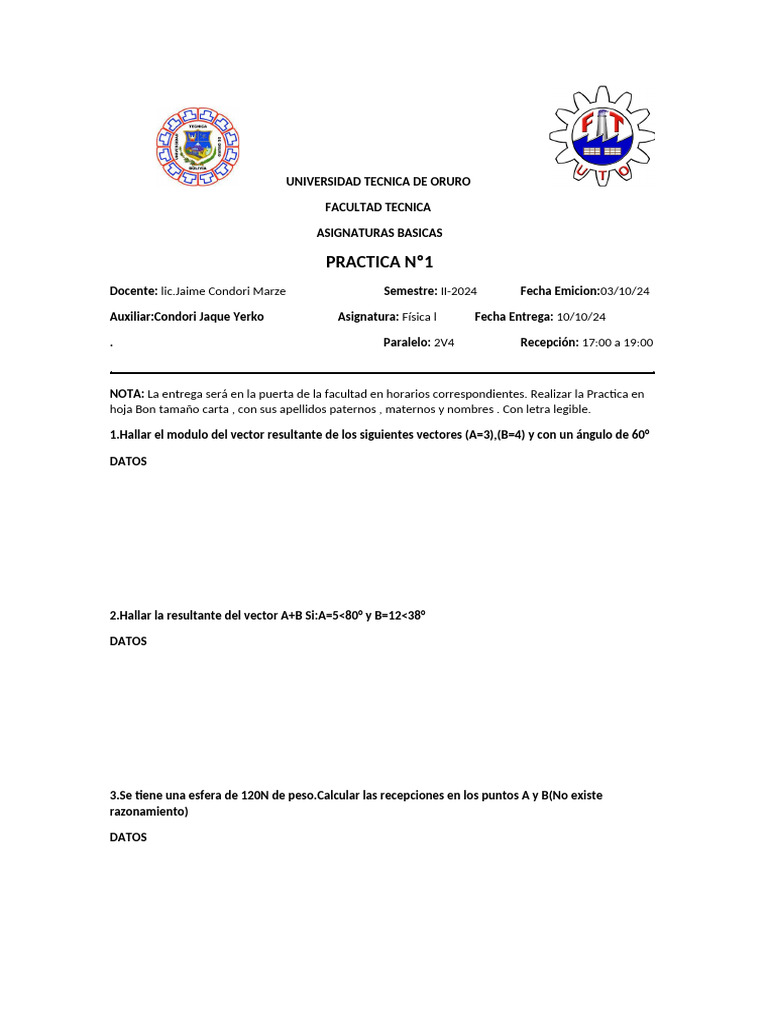 Práctica Fisica 1 Yerko | PDF