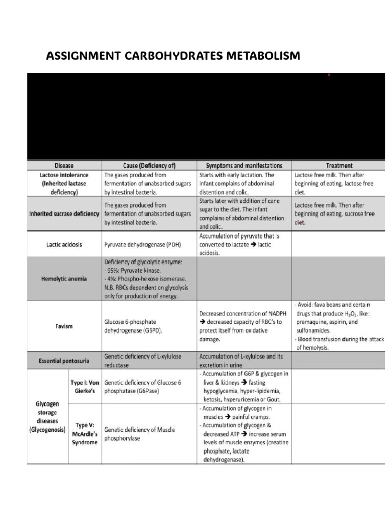 Assignment Carbohydrates Metabolism | PDF